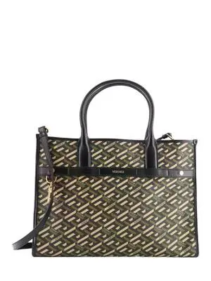 VERSACE Top Handle La Greca Signature Coated Canvas Medium Tote Bag