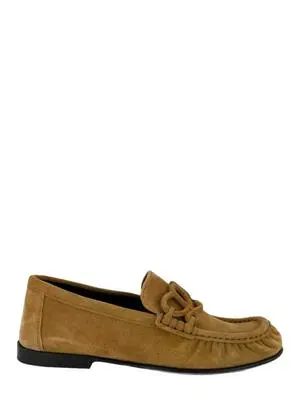 Loewe Double L Loafers In Suede Calfskin Brown