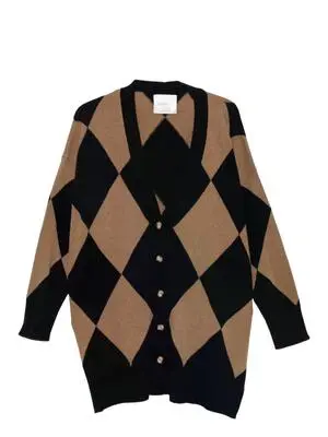 Laboratorio Capri Argyle-intarsia Oversized Cardigan Neutrals