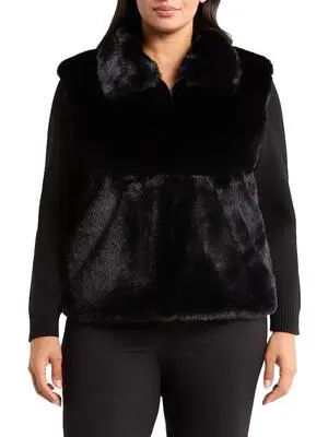 JONES NEW YORK Faux Fur Zip-up Jacket