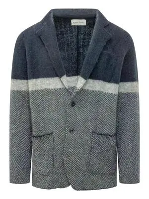 SANFREDI Herringbone-pattern Knitted Jacket