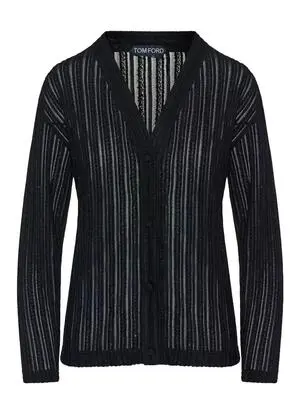 TOM FORD Sheer Velvet With Micro-sequins Relaxed Evening Cardigan