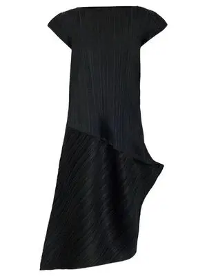 ISSEY MIYAKE Pleated Asymmetric-hem Midi Dress