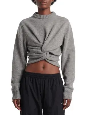 Balenciaga Draped Asymmetrical Wool Crewneck Jumper Grey