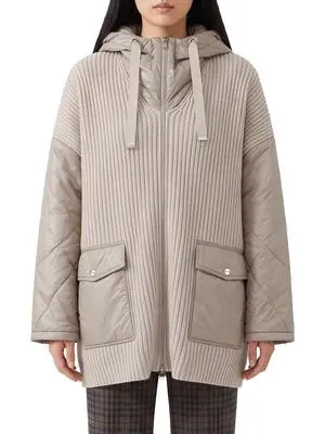 HERNO Short Wool And Nylon Jacket With Padded Hood