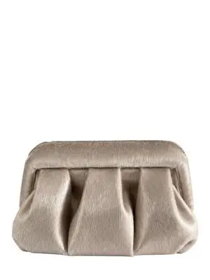 THEMOIRE Themoiré Athena Draped Vegan Lurex Clutch Beige