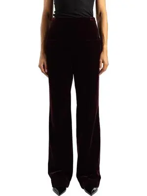 ALAÏA High-waisted Straight-leg Velvet Palazzo Trousers
