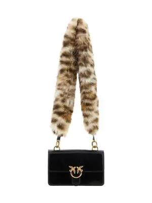PINKO Mini Love One Crossbody Bag In Faux Fur With Animalier Print