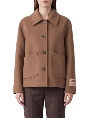 SOLOTRE Single-breasted Wool And Cashmere Blend Peacoat With Patch Pockets Camel