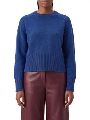 NOTSHY Pure Cashmere Crewneck Jumper With Long Sleeves And Ribbed Trim Blue