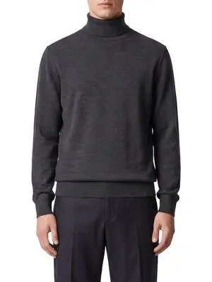 CANALI Pure Wool Long-sleeved Turtleneck Jumper With Ribbed Trims