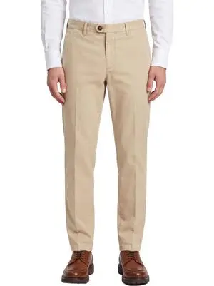 CANALI Slim Fit Gabardine Chino Trousers With Off-centre Closure