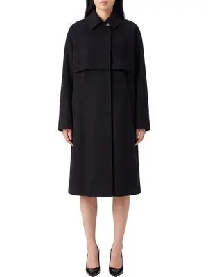 JIL SANDER Long Single-breasted Wool Coat With Concealed Closure