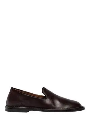 BUTTERO® Cowhide Flat Loafers With Rubber Sole And Low Heel - Brown