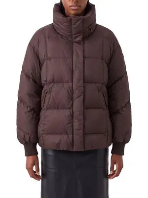 TATRAS Short Water-repellent Puffer Jacket In Quilted Nylon With Funnel Neck Brown