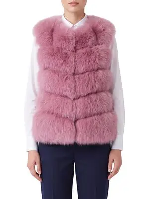 SUPREMA Sleeveless Pure Wool Crewneck Waistcoat With Slit Pockets