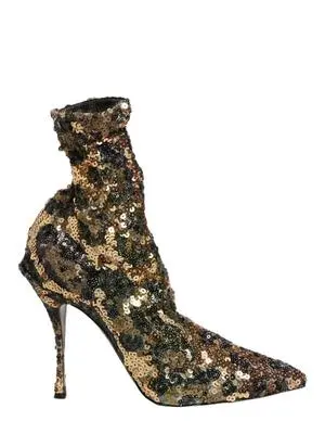 DOLCE & GABBANA Sequin-embellished Leopard-print Ankle Boots