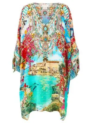 CAMILLA V-neck Geometric-pattern Mini Dress