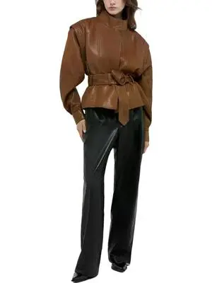 DUCIE Antonia Belted Leather Jacket