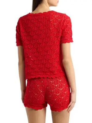 HELLO MOLLY Sunkissed Socialite Short Sleeve Crochet Top
