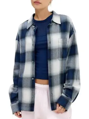 IETS FRANS Shadow Check Long Sleeve Shirt Blue