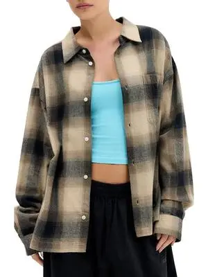 IETS FRANS Shadow Check Long Sleeve Shirt Grey