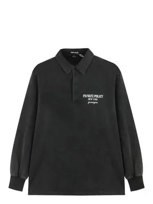 PRIVATE POLICY Washed Long-sleeve Polo Shirt