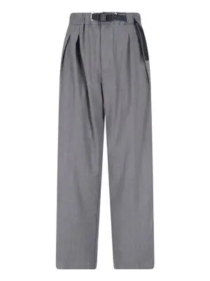 WHITE SAND Straight-leg Belt Trousers