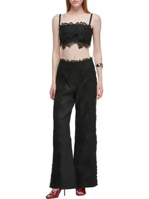 WAIMARI Amanecer Floral Lace Linen Bandeau Top