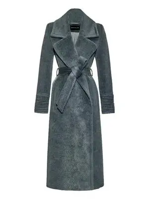 SENTALER Bouclé Alpaca-blend Long Wrap Coat