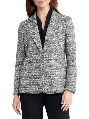 KASPER Sequined One-button Blazer