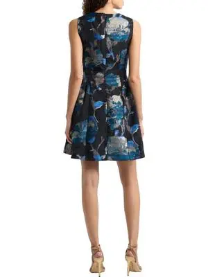 VINCE CAMUTO Metallic Jacquard Fit & Flare Dress