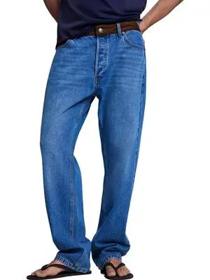 DESIGUAL Contrast Waistband Wide Leg Jeans