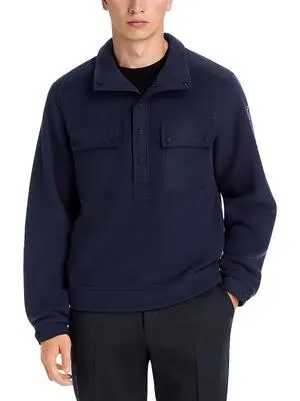 Moncler Grenoble Half Button Sweatshirt Navy