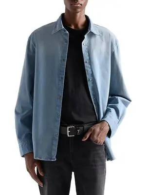 7 For All Mankind Stretch Denim Relaxed Fit Shirt Agate
