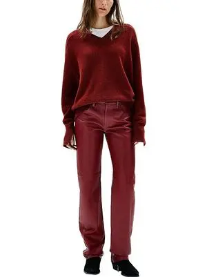 SLVRLAKE Chloe Leather Low Rise Jeans In Rust Red