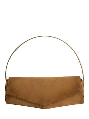 JIL SANDER Kante Leather Flap Shoulder Bag Walnut