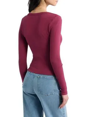 HELLO MOLLY Luxe Rib V-neck Button Top