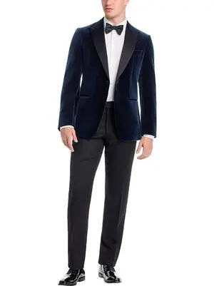 BOSS Hutson Velvet Slim Fit Dinner Jacket Open Blue