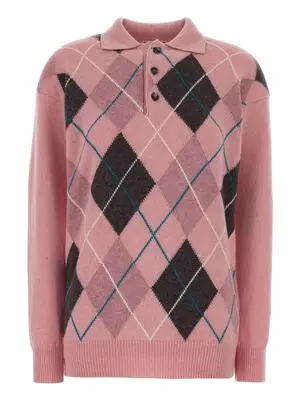 JW ANDERSON Jw Anderson Women Pink Wool Polo Shirt
