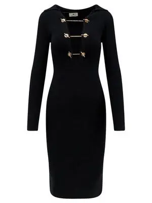 Elisabetta Franchi Long Viscose Blend Dress Black