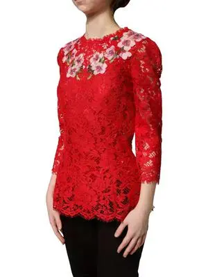 DOLCE & GABBANA Floral-embroidered Lace Top
