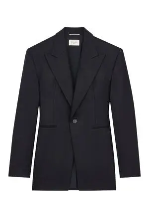 SAINT LAURENT Single-breasted Jacket In Brushed Wool Flannel