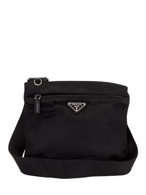 PRADA Prada Tessuto Flat Messenger Bag In Black
