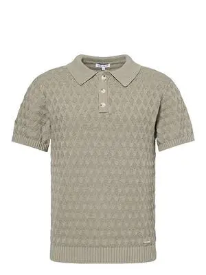 BELIER Jacques Diamond Stitch Cotton-blend Polo Shirt L