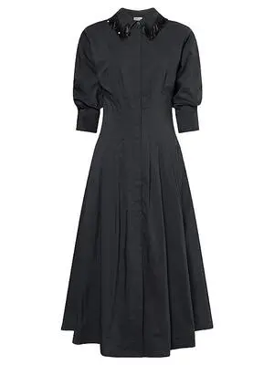 SIMKHAI Signature Jazz Embellished Cotton-blend Midi Dress M