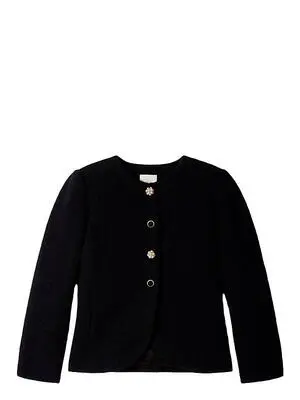SANDRO Button-embellished Round-neck Tweed Jacket 12