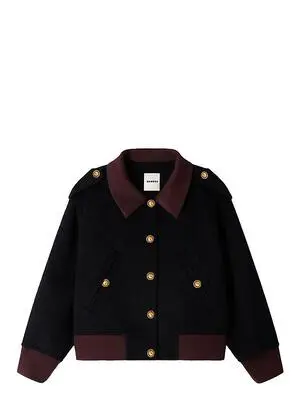 SANDRO Contrast-trim Regular-fit Wool Jacket 12
