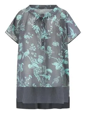 INTO THE EAST Bird And Flower Chiffon Top - Blue