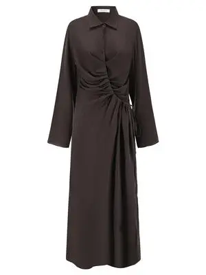 INTO THE EAST Ruched Chiffon Maxi Dress